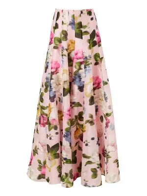 Carolina Herrera High-rise Wide-leg Floral Silk Pants - Light Pink