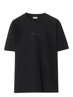 Burberry Cursive Logo Cotton T-shirt - Black