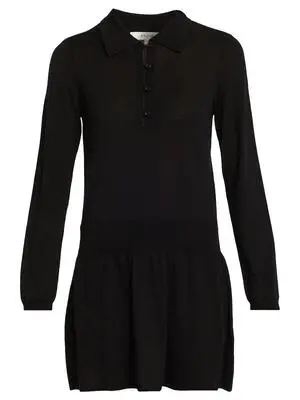 FRAME Wool Mini Shirt Dress - Black