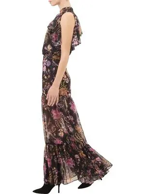 Misa Floral Chiffon Maxi Skirt - Dusted Cli