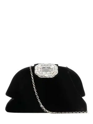 Amina Muaddi Camelia Velvet Clutch - Black