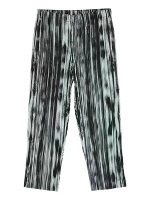 Issey Miyake Brushstroke Stripe Plissé Trousers - Black