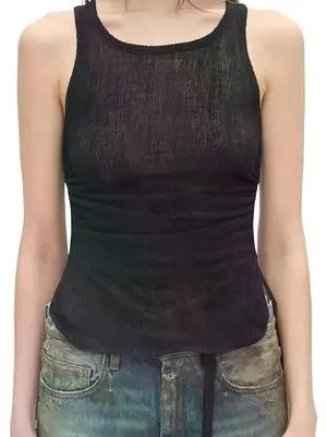 ANN DEMEULEMEESTER Mara Wrinkled Tank Top - Black