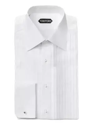 TOM FORD Pleated Pointed-collar Shirt - White