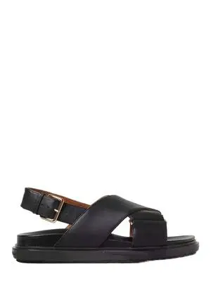 Marni Fussbett Crisscross Buckled Flat Sandals - Black