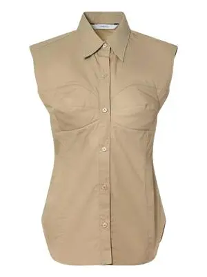 PUSHBUTTON Dummy Button-up Sleeveless Shirt - Neutrals