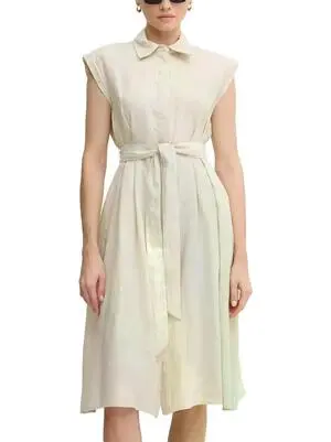 BENETTON Belted Midi Dress - Neutrals