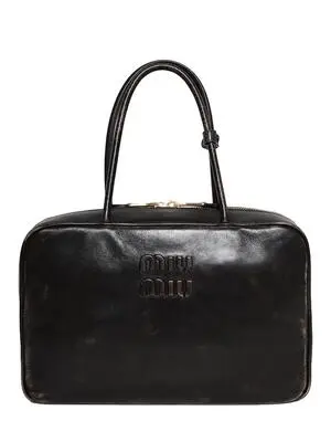 Miu Miu Beau Nappa Leather Top Handle Bag - Brown