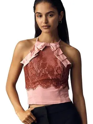 MAEVE Lace Bow Halter Top