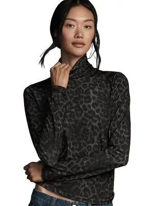 Essentiel Antwerp Long-sleeve Turtleneck Top - Leopard