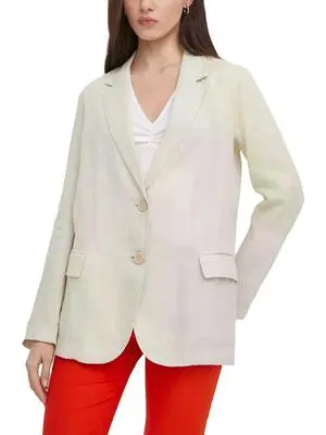 BENETTON Linen Blazer With Button Pockets - Neutrals