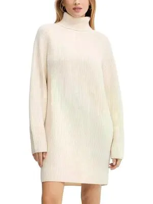 BOSS Roll-neck Knitted Mini Dress - Neutrals