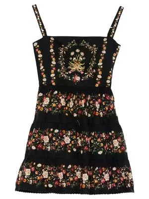 Agua Bendita Lima Strappy Floral Mini Dress - Black