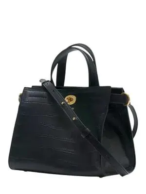Burberry Mini Cotswolds Tote In Crocodile-effect Leather - Black