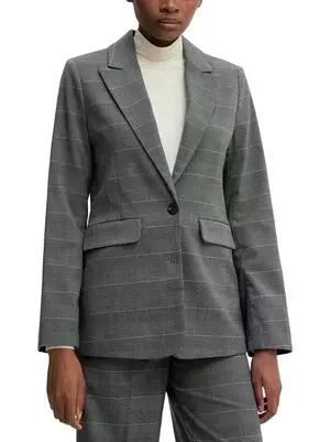 BENETTON Plaid Pocket Blazer - Grey
