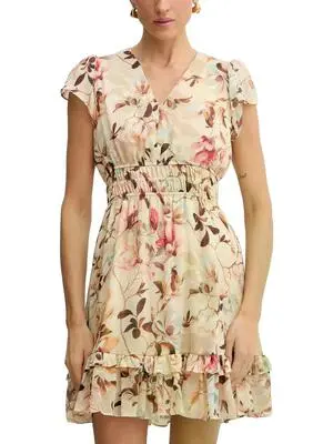 Guess Floral-print Mini Dress - Neutrals