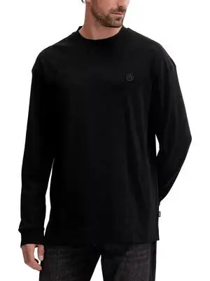 BOSS Long-sleeve Embroidered-logo T-shirt - Black