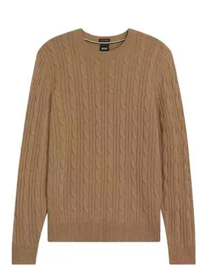 BOSS Cable-knit Crew-neck Sweater - Neutrals