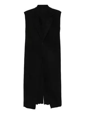 Issey Miyake Hatching Sleeveless Coat - Black