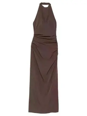 Sir The Label Halterneck Ruched Dress - Brown