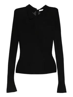 ST. AGNI Long-sleeved Polo Top - Black