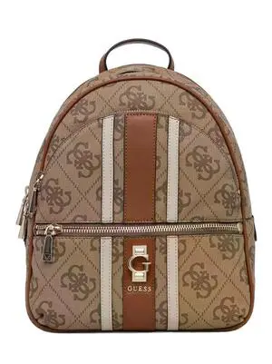 Guess Logo-plaque Patterned Backpack - Neutrals