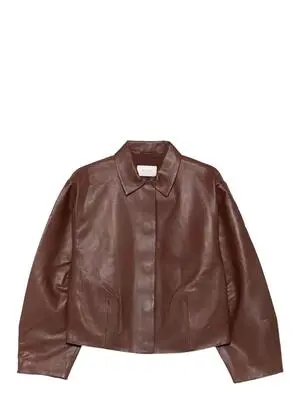 ST. AGNI Cocoon Leather Jacket - Brown