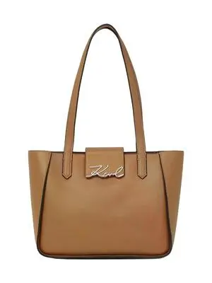 Karl Lagerfeld K/signature Leather Tote Bag - Brown