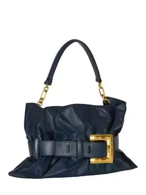 Balmain Belted Calfskin Tote Bag - Blue