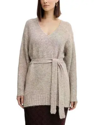 Guess V-neck Belted Sweater - Neutrals