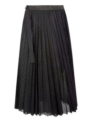Sacai Striped Pleated Skirt - Black