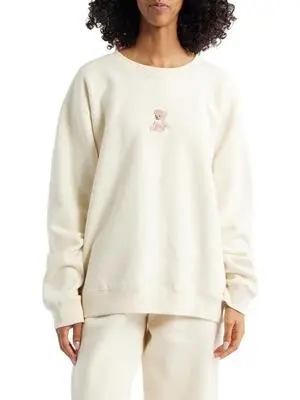 HAPPY CAMP3R Teddy Bear Embroidered Graphic Sweatshirt - Cream