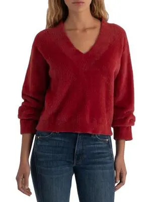 Kut From The Kloth Revel Fuzzy V-neck Sweater - Berry