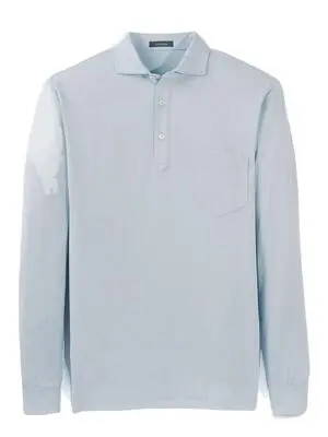 TURTLESON Lester Oxford Performance Polo Long Sleeve - Luxe Blue