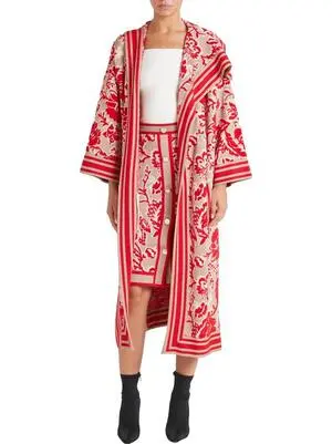 TEMPERLEY LONDON Francis Floral Jacquard Knit Cape - Oatmeal Mix