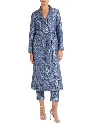 TEMPERLEY LONDON Francis Long Coat With Belt - Navy