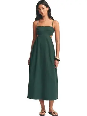 ST MRLO Woven Maxi Length Dress - Forest Green