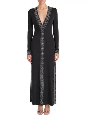 TEMPERLEY LONDON Gallantry V-neck Maxi Dress - Black