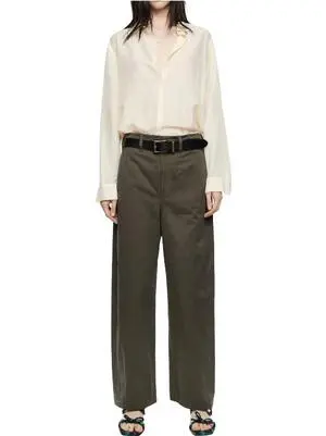 Bimba Y Lola Lead Corduroy Barrel Leg Trousers - Dark Khaki