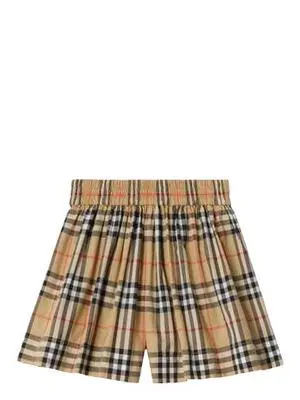 Burberry Check Cotton Wide-leg Shorts - Sand Beige