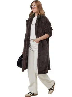 GOTTEX BEACH LIFE Long Fleece Lounge Coat - Chocolate