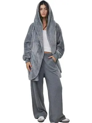 GOTTEX BEACH LIFE Hooded Fleece Cardigan - Dark-grey
