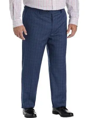 OAK HILL BY DXL Big & Tall Washed Plaid Suit Pants - Blue