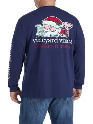 Vineyard Vines Big & Tall Santa Whale Long-sleeve Pocket T-shirt - Nautical Navy