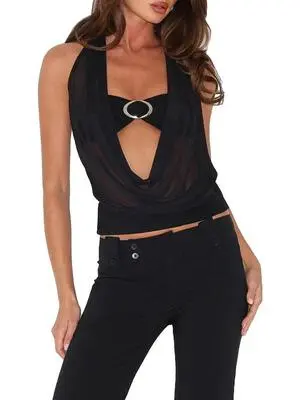 TIGER MIST Bralette And Cowl Neck Halter Top Set - Black