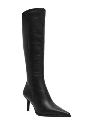 Steve Madden Lingo Pointed Toe Knee High Boots - Black Leather
