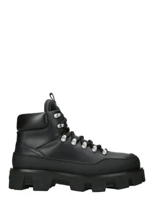 Moncler Leather Peak Trek Hiking Boots - Black