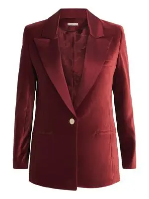 Alice + Olivia Velvet Silas Blazer - Burgundy