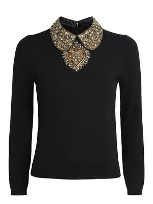 Alice + Olivia Merino Wool Embellished Porla Sweater - Black