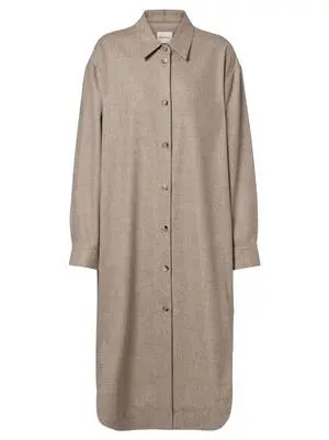 Khaite Gloria Wool And Cashmere Shirt Dress - Beige